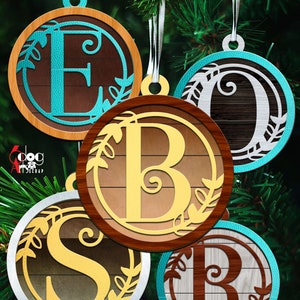 26 Monogram Christmas Ornament Templates Full Alphabet Digital Vector ...