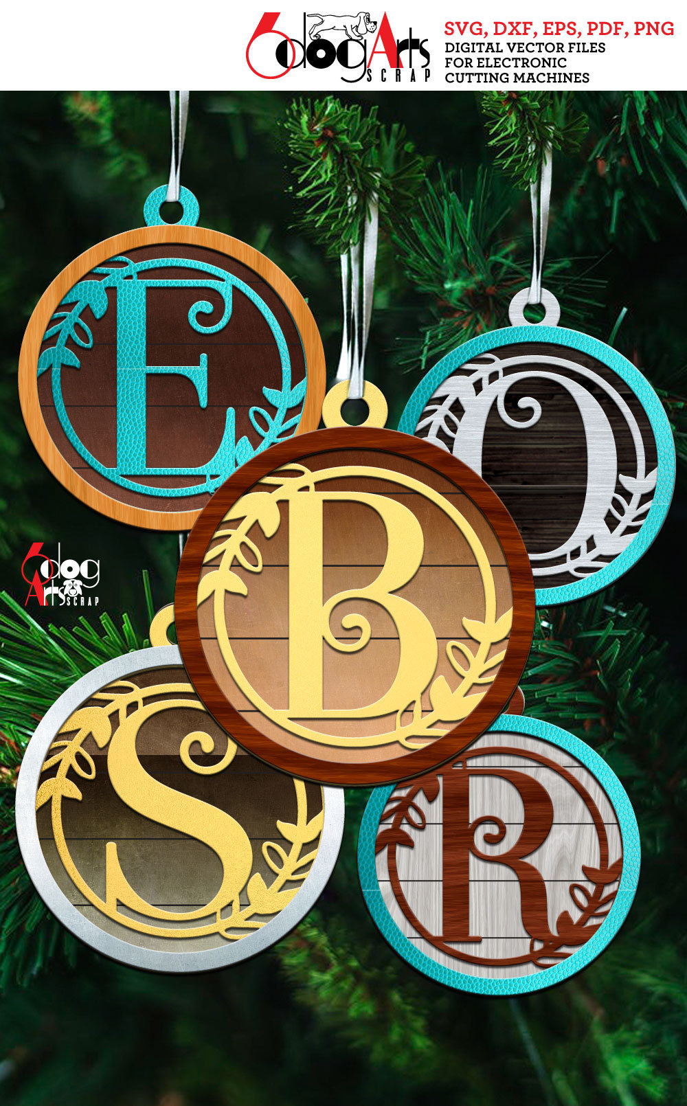 26 Monogram Christmas Ornament Templates Full Alphabet Digital - Etsy