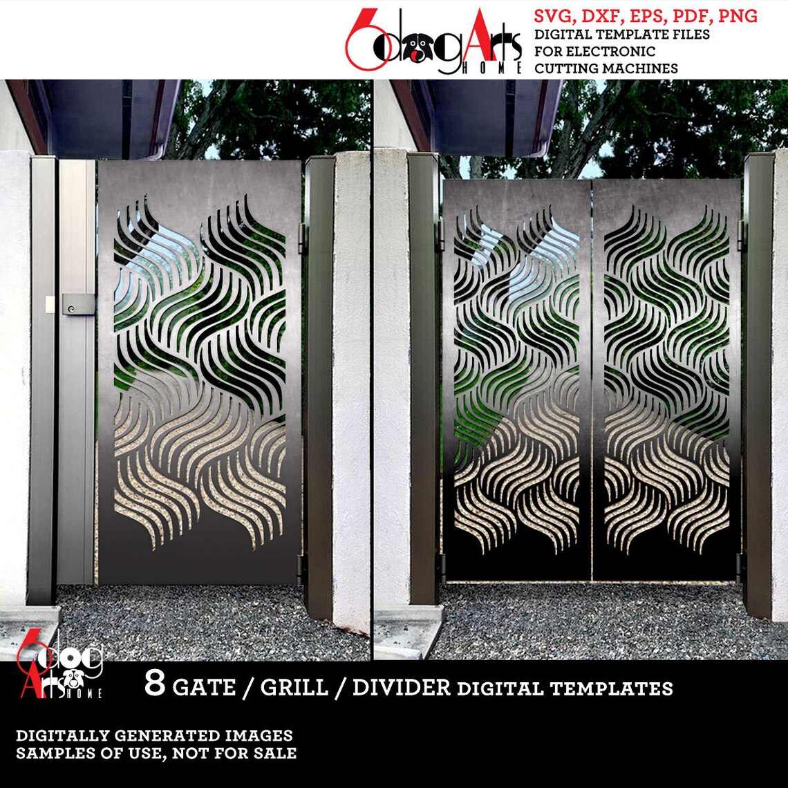 8 Wavy Gate Grill Partition Templates Digital Svg Dxf Files Room Screen ...