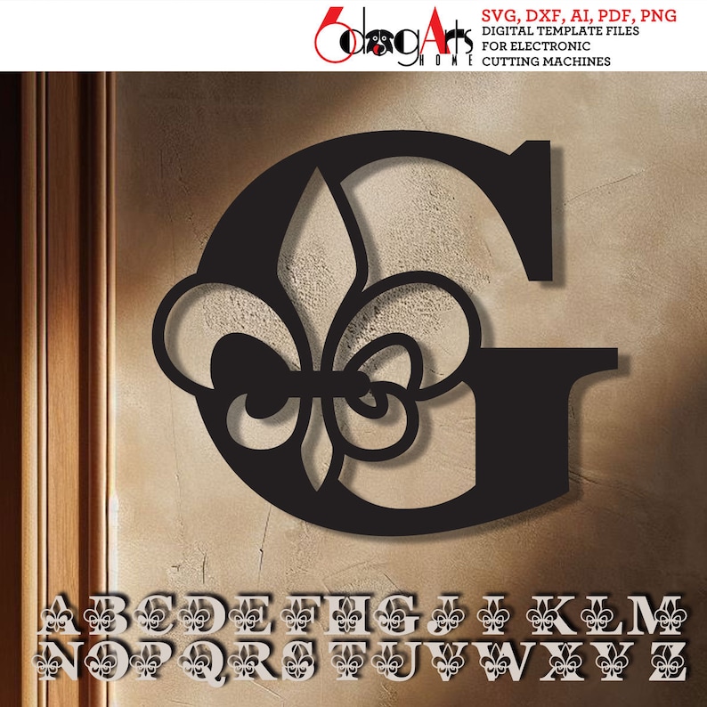 Fleur De Lis Alphabet Letters, Laser Cut SVG/DXF Templates (digital ...