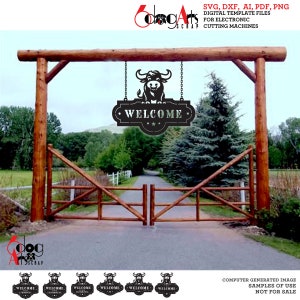 6 (x2) Bull Welcome Sign Digital Templates Vector SVG DXF Files Instant ...