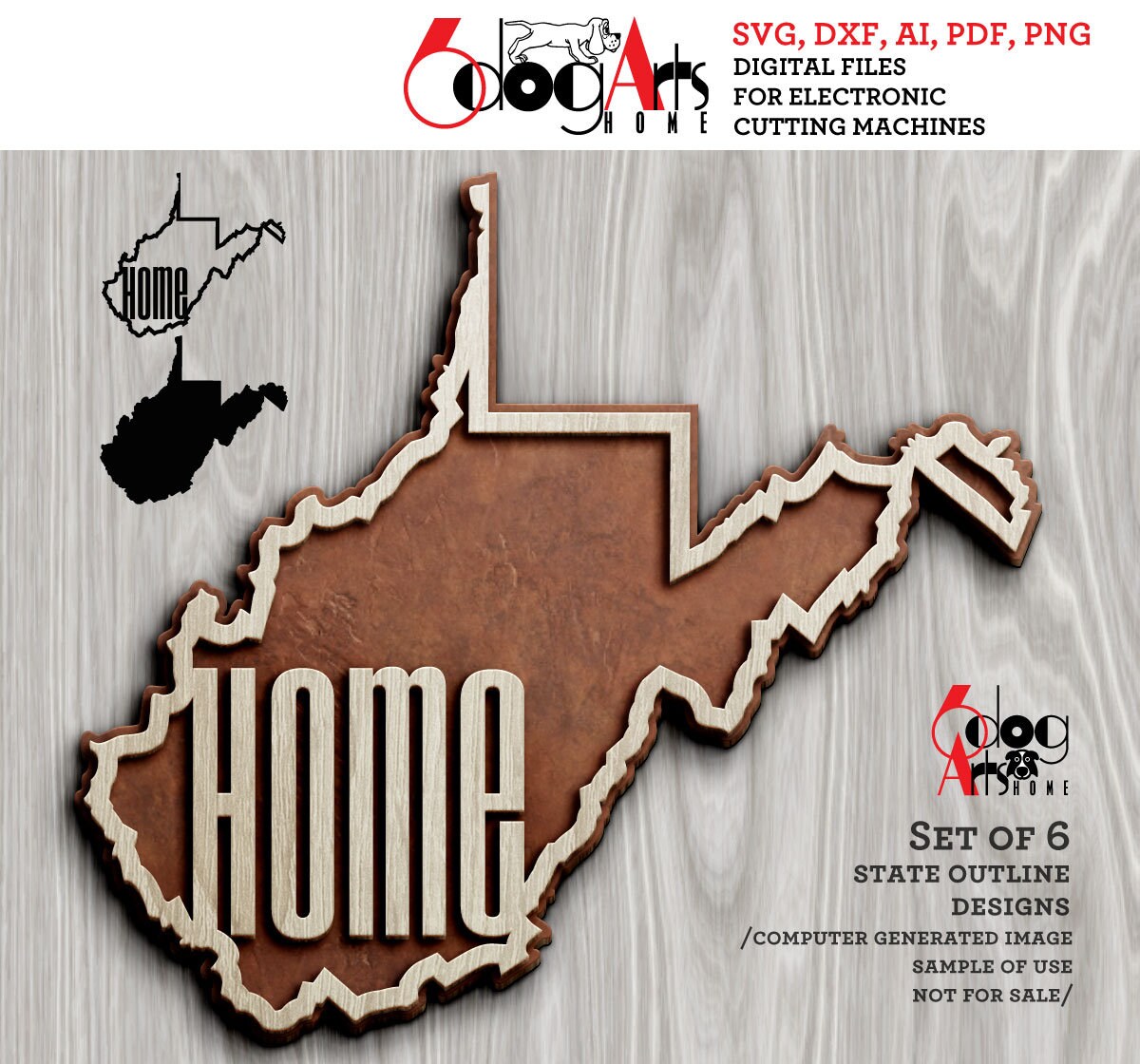 6 West Virginia State Outline Home Wall Decor Layered Templates Vector ...