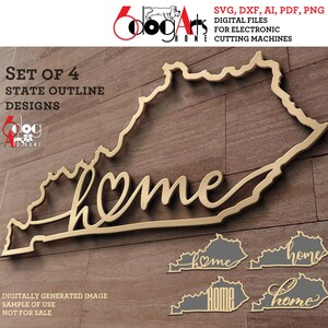 4 Kentucky State Outline Home Wall Decor Layered Templates Vector ...