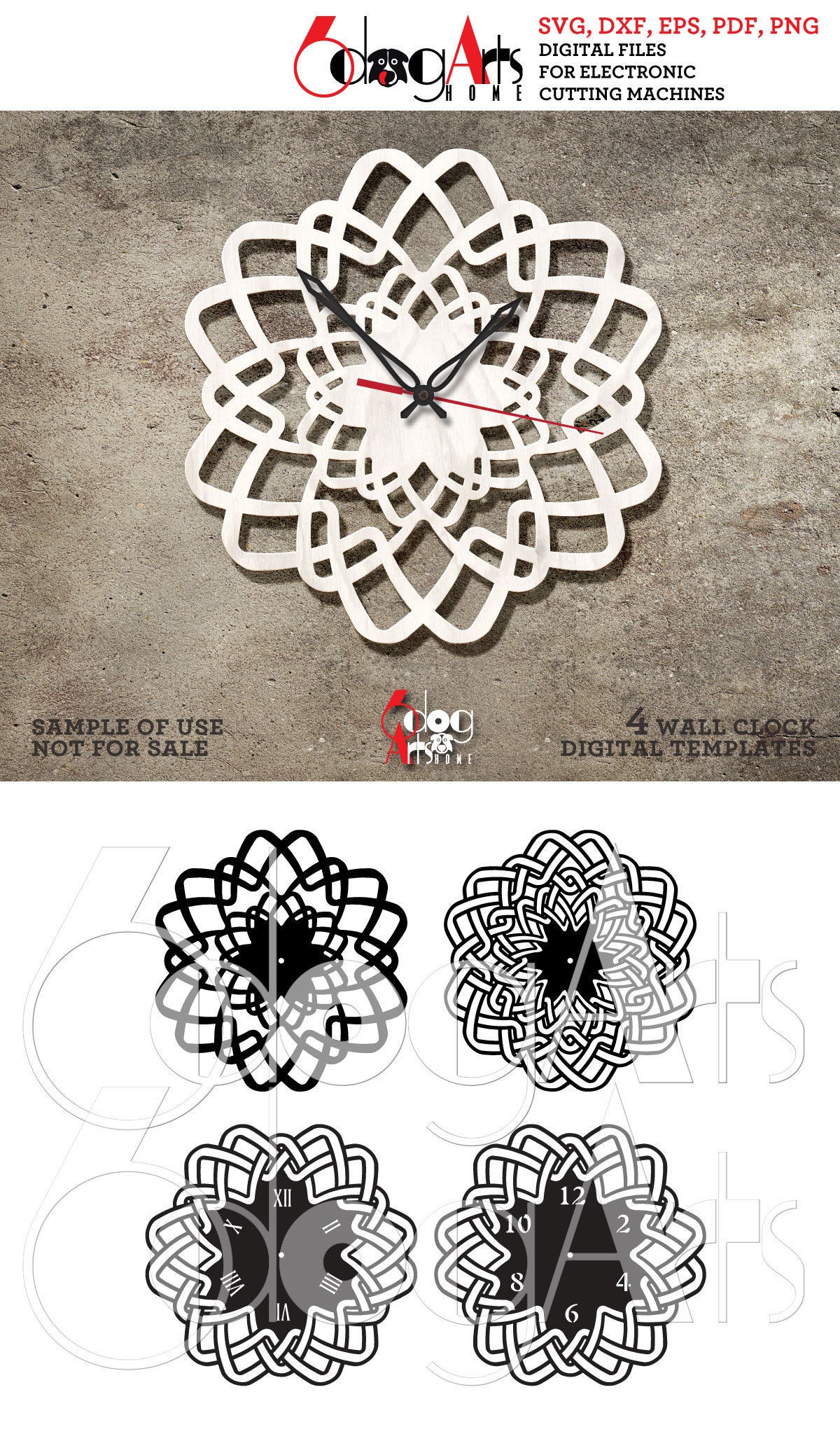 4 Minimalist Wall Clock Templates Digital Vector Files Svg Dxf - Etsy