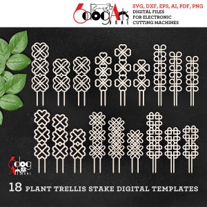 18 House Plant Trellis Stake Templates Vector Digital SVG DXF Files ...