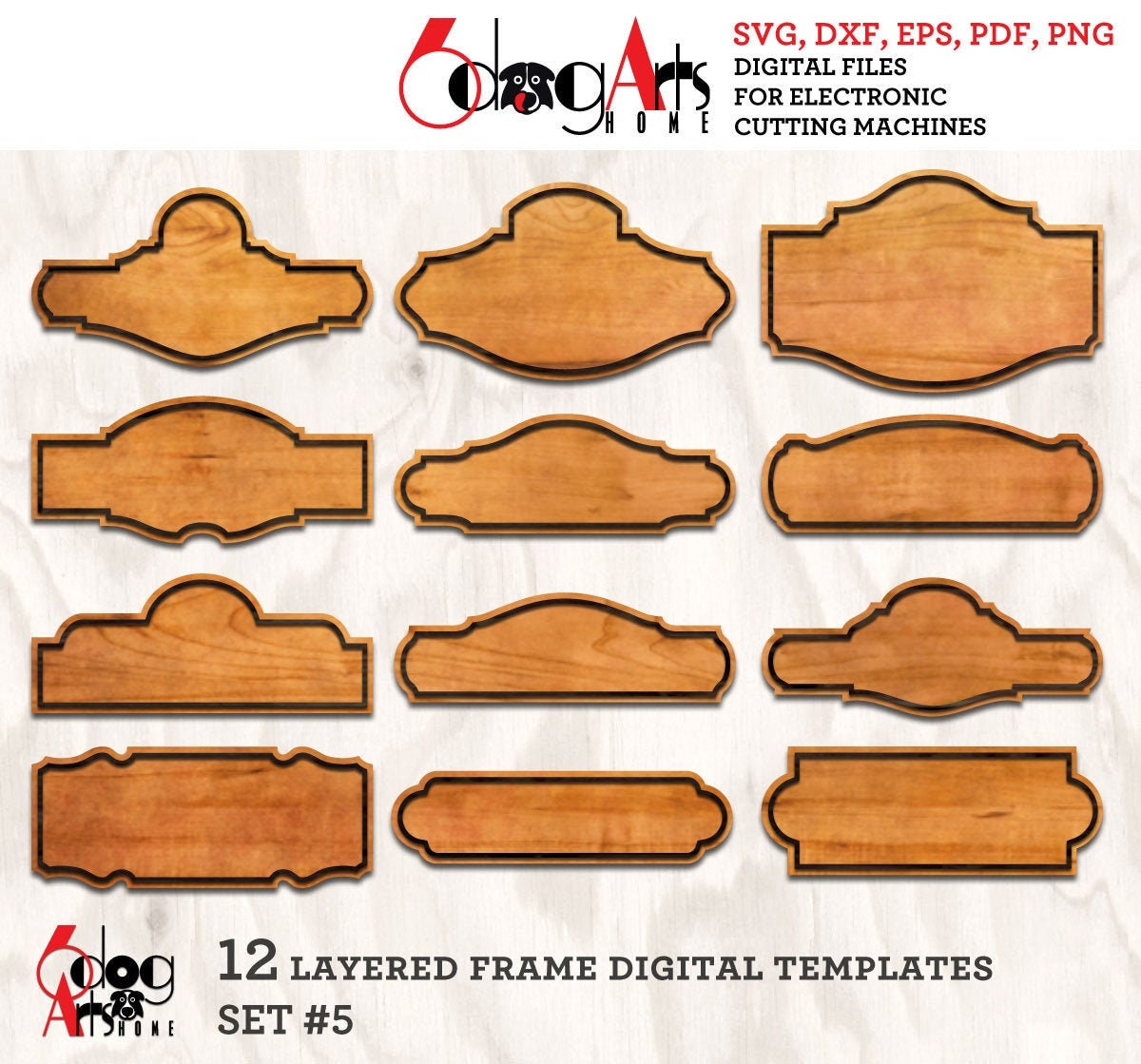 12 Layered Frame Templates Set 5 Vector Digital SVG DXF Files - Etsy
