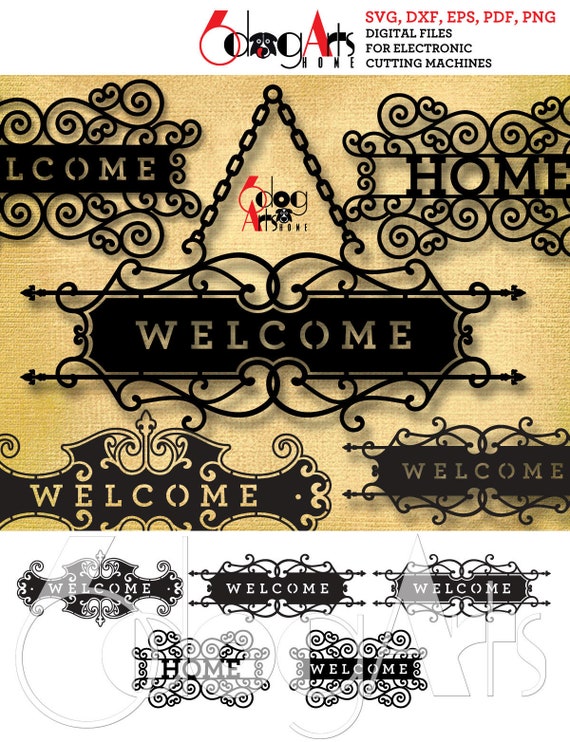 5 Welcome Door Sign Templates Digital Vector Files Svg Dxf | Etsy