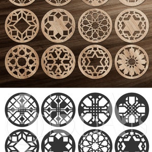 12 Wood Metal Coaster Trivet Grill Wall Decor Templates Vector Digital ...