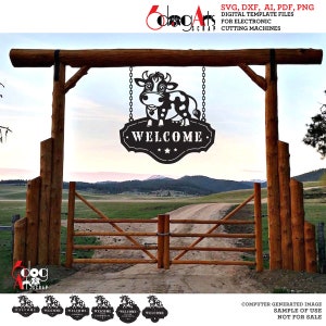 6 (x2) Cow Welcome Sign Digital Templates Vector SVG DXF Files Instant ...
