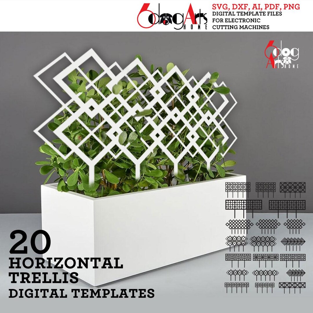 20 Horizontal Plant Trellis Stake Templates Vector Digital SVG DXF ...