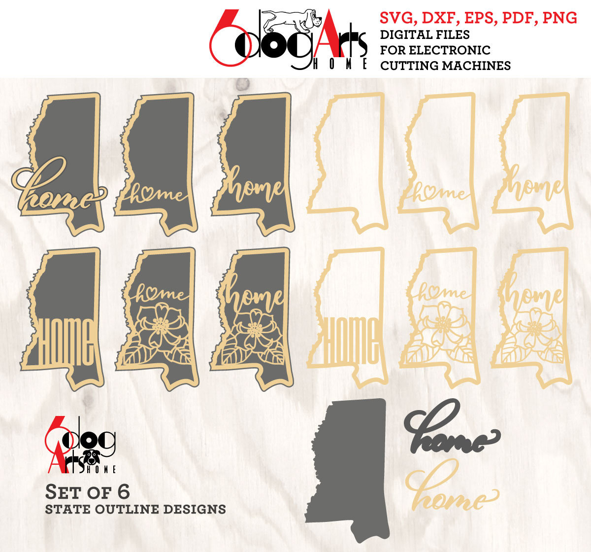 6 Mississippi State Outline Home Wall Decor Layered Templates Vector ...