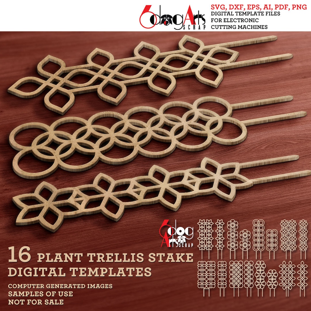 16 House Plant Trellis Stake Templates Vector Digital SVG DXF Files ...