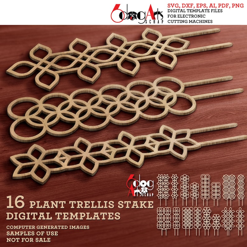 16 House Plant Trellis Stake Templates Vector Digital SVG DXF Files ...