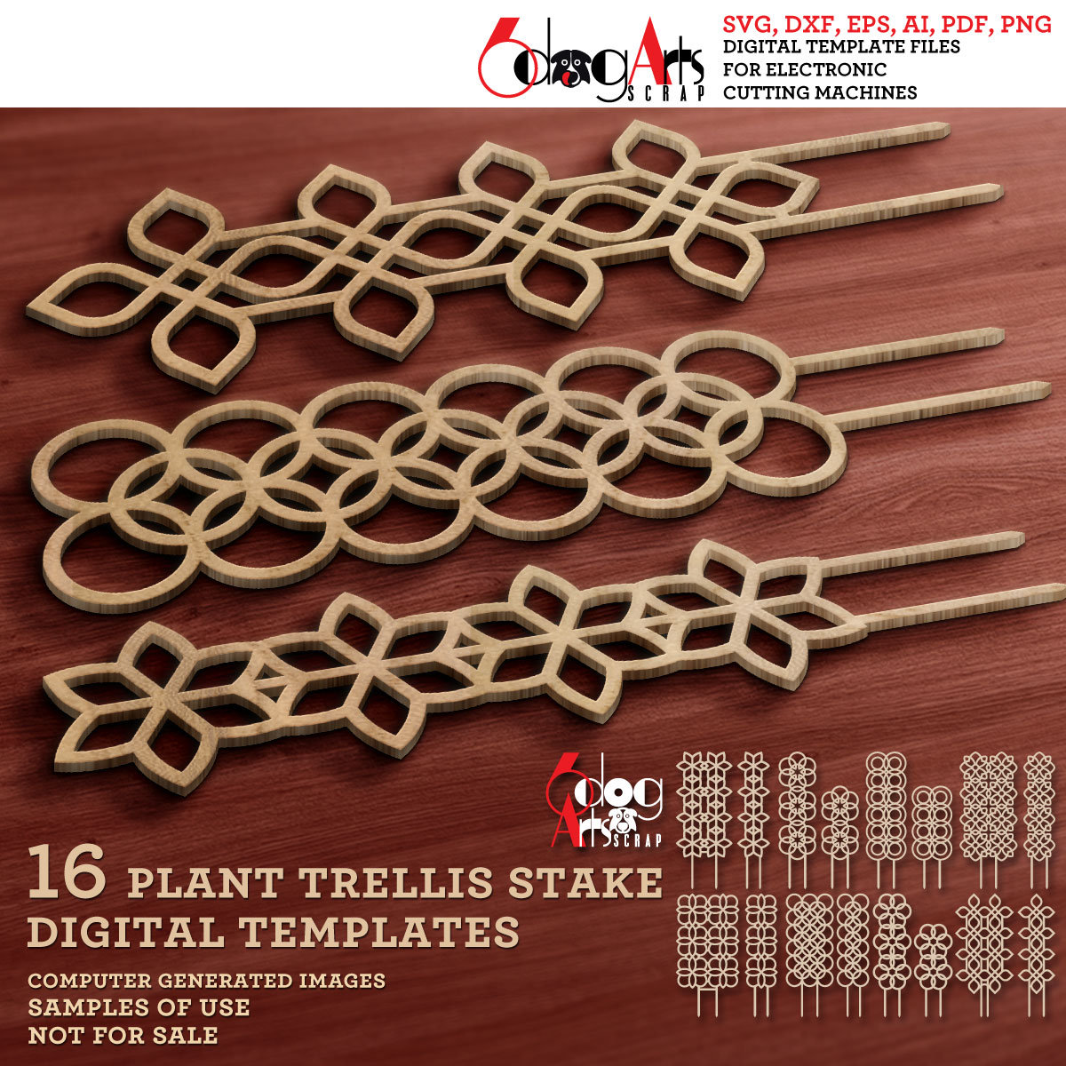 16 House Plant Trellis Stake Templates Vector Digital SVG DXF Files ...