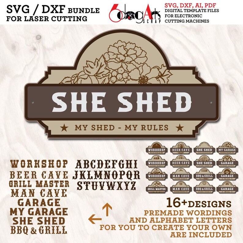 Customizable Workshop Signs: 16 SVG Layered Templates for Laser Cutting ...
