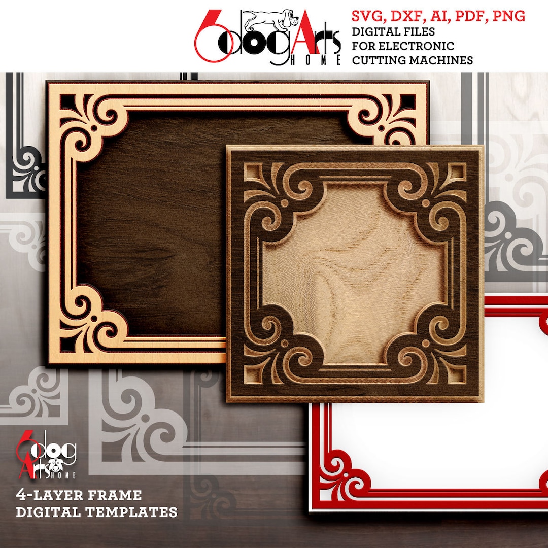 Layered Frame Templates Vector Digital SVG DXF Files for Wood Cardboard ...