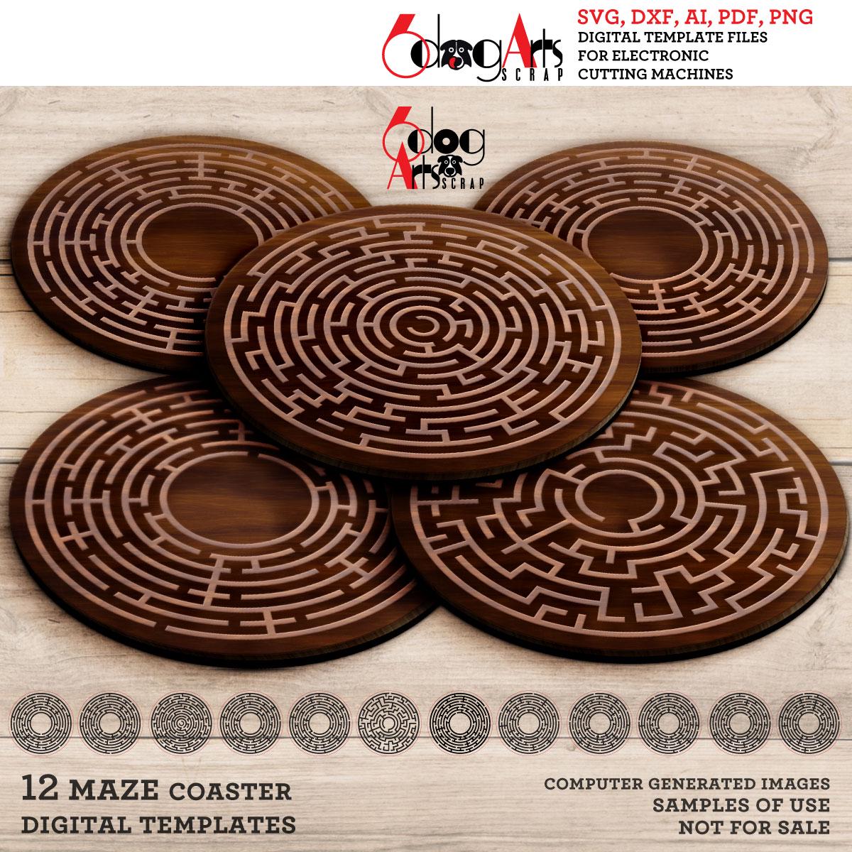 12 Maze Coaster Trivet Templates Bandle SVG DXF Digital Files for Cnc ...