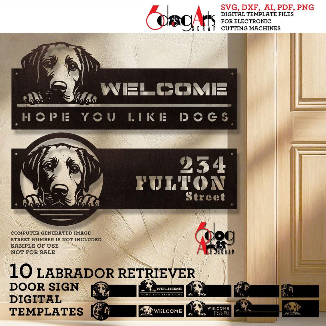 10 Labrador Retriever Welcome Door Sign Digital Templates Vector SVG ...