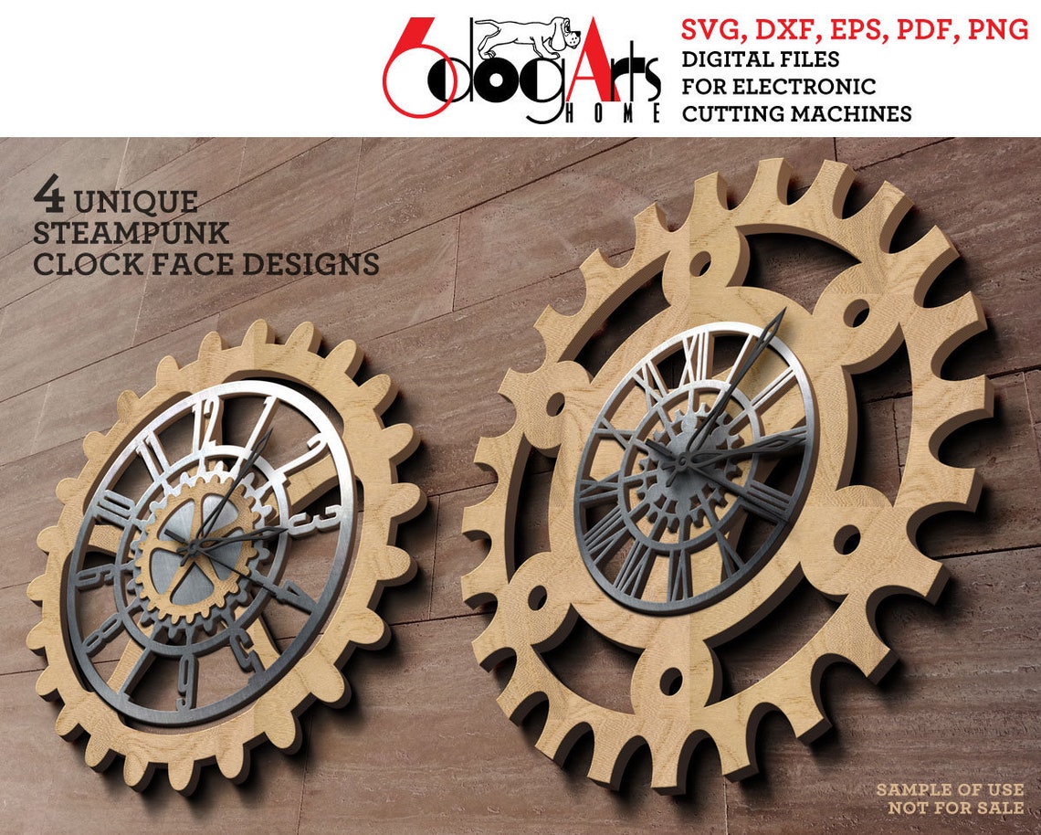 4 Steampunk Wall Clock Templates Digital Vector Files Svg Dxf - Etsy
