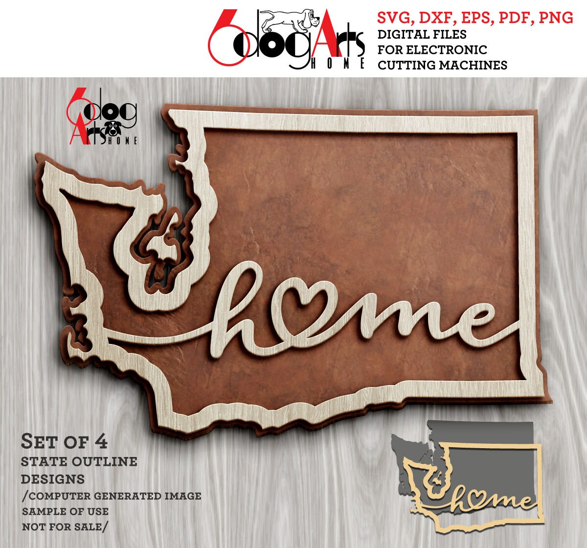 4 Washington State Outline Home Wall Decor Layered Templates - Etsy