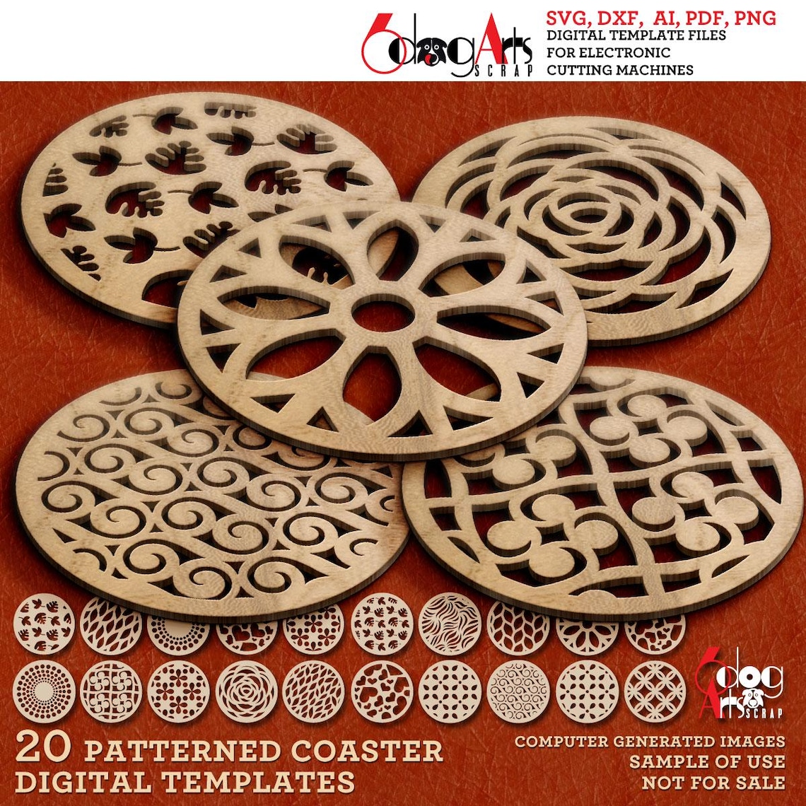 Coaster SVG Templates: 20 Patterned Designs (digital Download) JH-698 ...