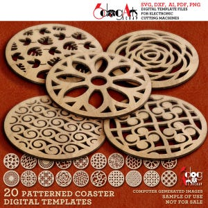 20 Spring Patterned Coaster Trivet SVG DXF Templates Vector Digital ...