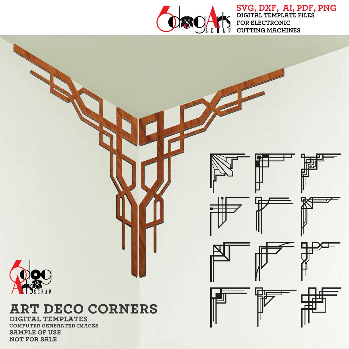 Art Deco Gatsby Corners SVG DXF Files Digital Templates Download ...