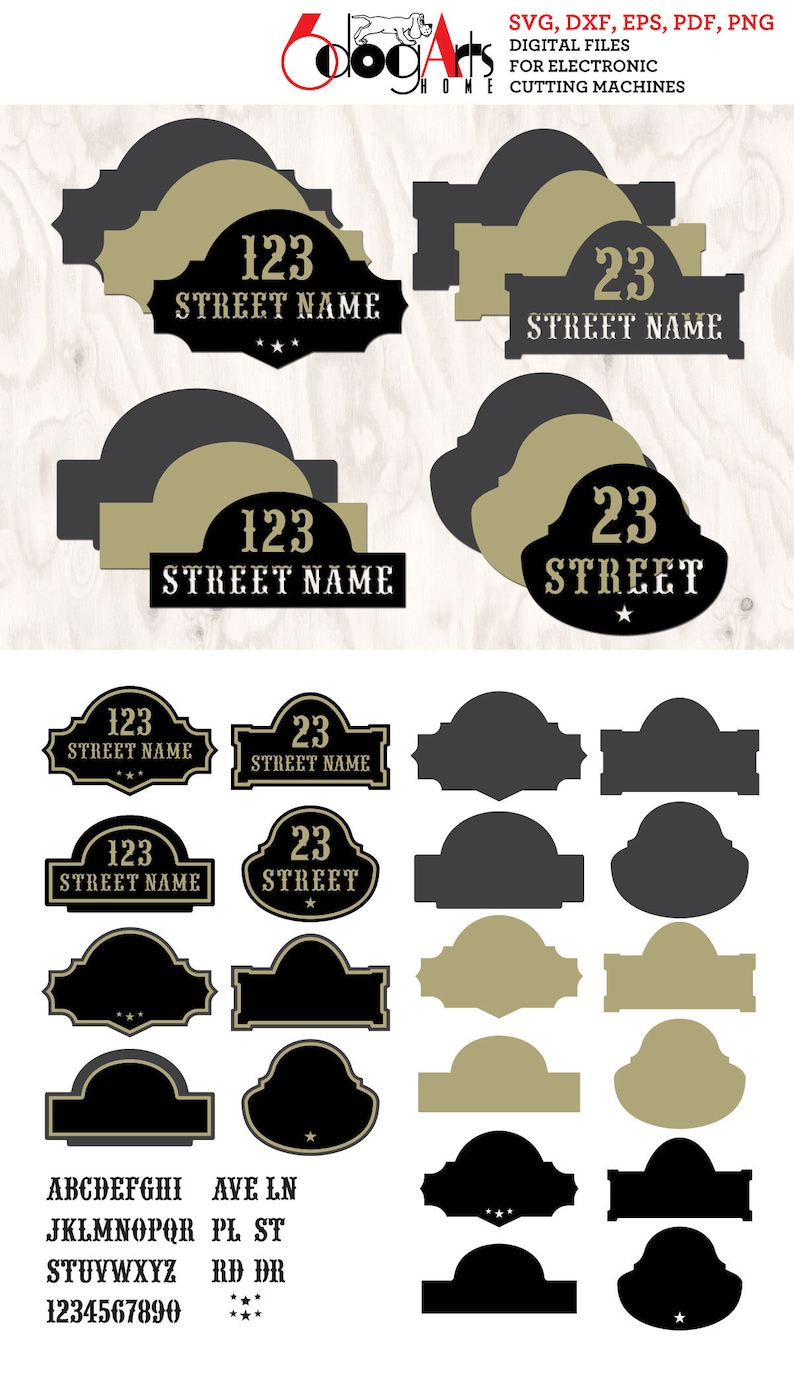 4 DIY Address Door Sign Digital Templates Svg Dxf Vector Files - Etsy
