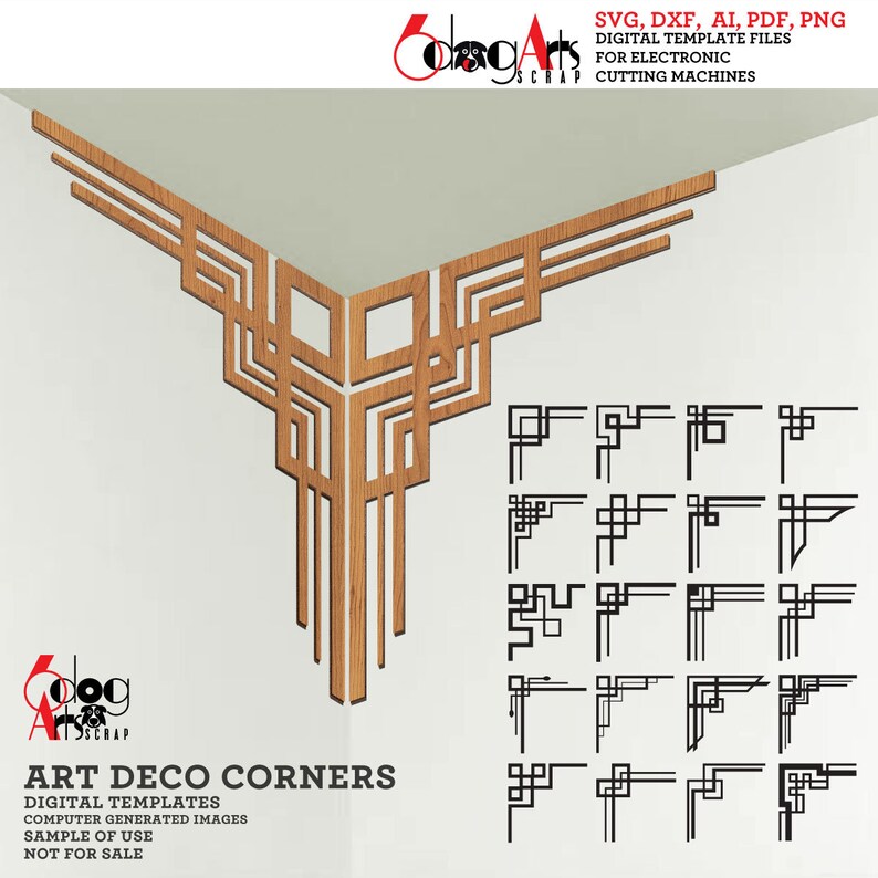 Art Deco Corners SVG DXF Files Bundle Digital Templates Download for ...