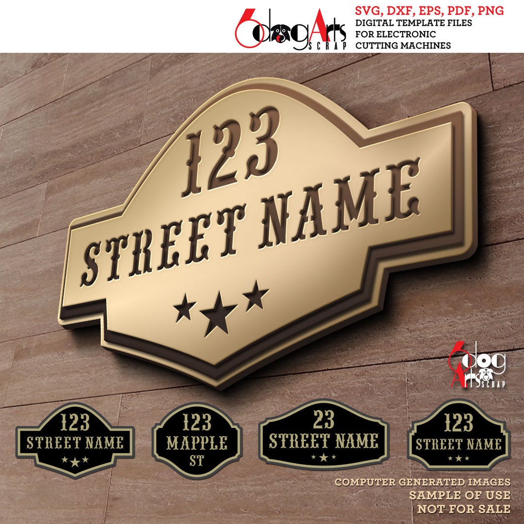 4 DIY Address Door Sign Digital Templates Svg Dxf Vector Files ...