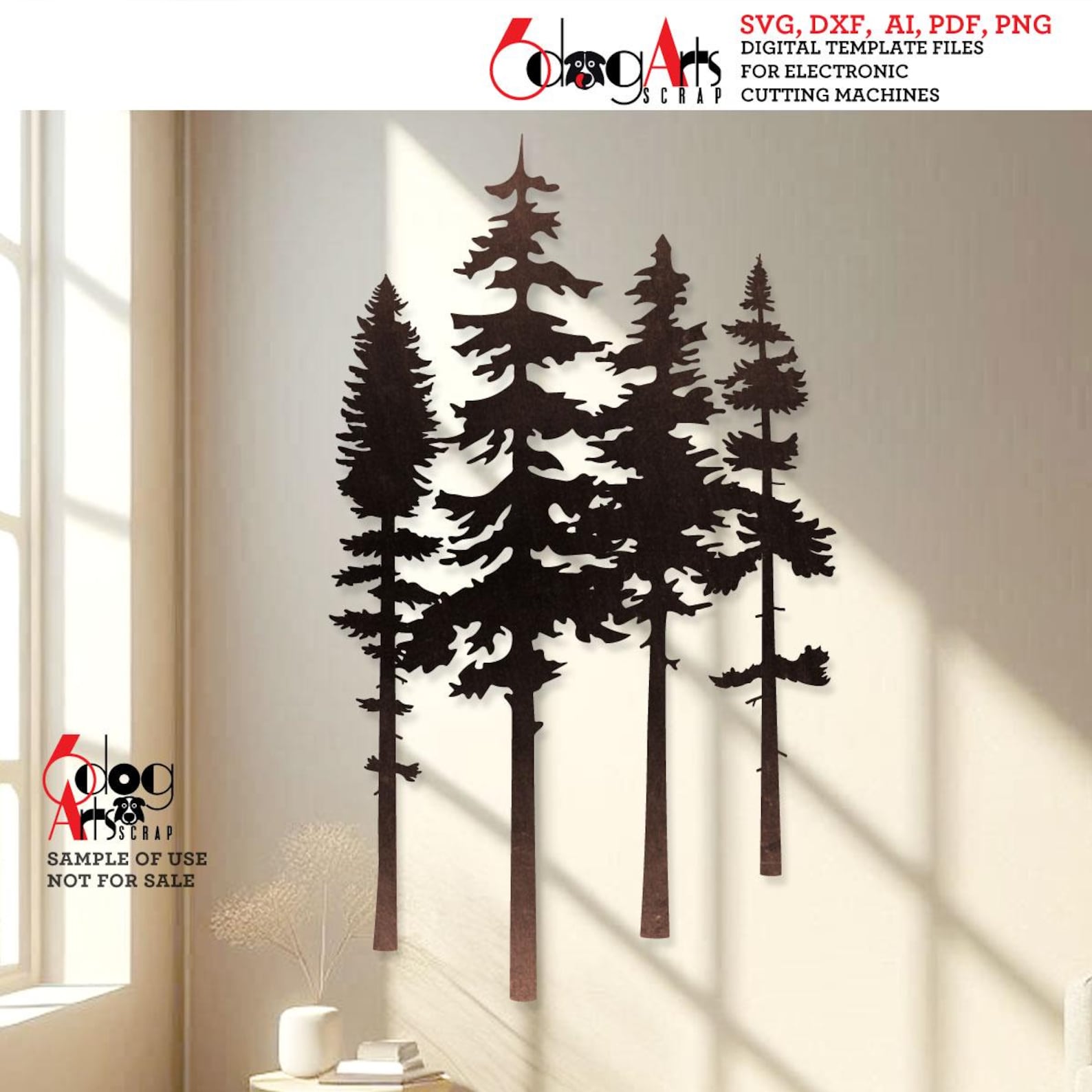 Pine Trees Wall Decor SVG DXF Files for Cnc Laser Cutting Machines ...