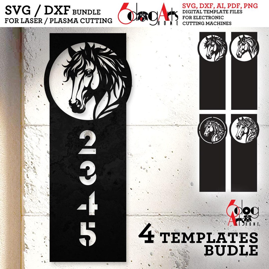 Horse Address Plaque SVG / DXF Bundle Digital Template Files Download ...