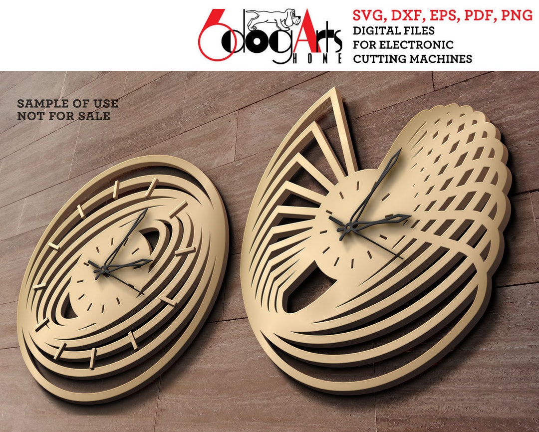 2 Minimalist Wall Clock Templates Digital Vector Files Svg Dxf - Etsy