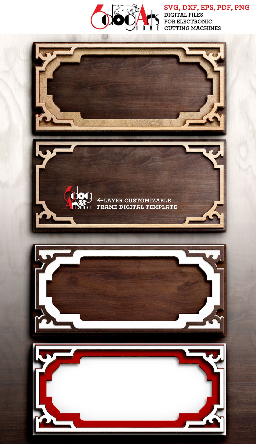 Layered Frame Template Vector Digital SVG DXF Files for Wood - Etsy