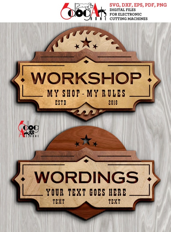 Workshop Door Sign Wall Decor Customizable Layered Template | Etsy