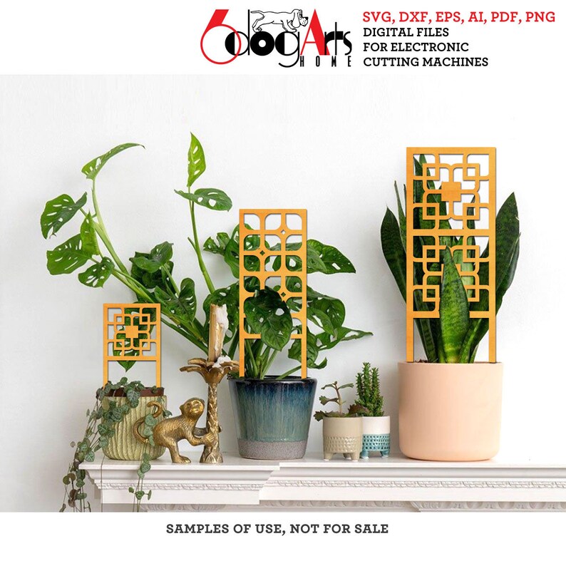 20 Plant Trellis Stake Templates Vector Digital SVG DXF Files Glowforge ...