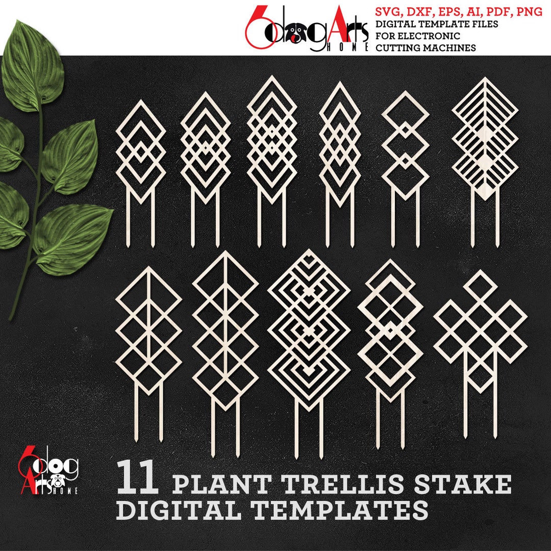 11 House Garden Plant Trellis Stake Templates Vector Digital SVG DXF ...