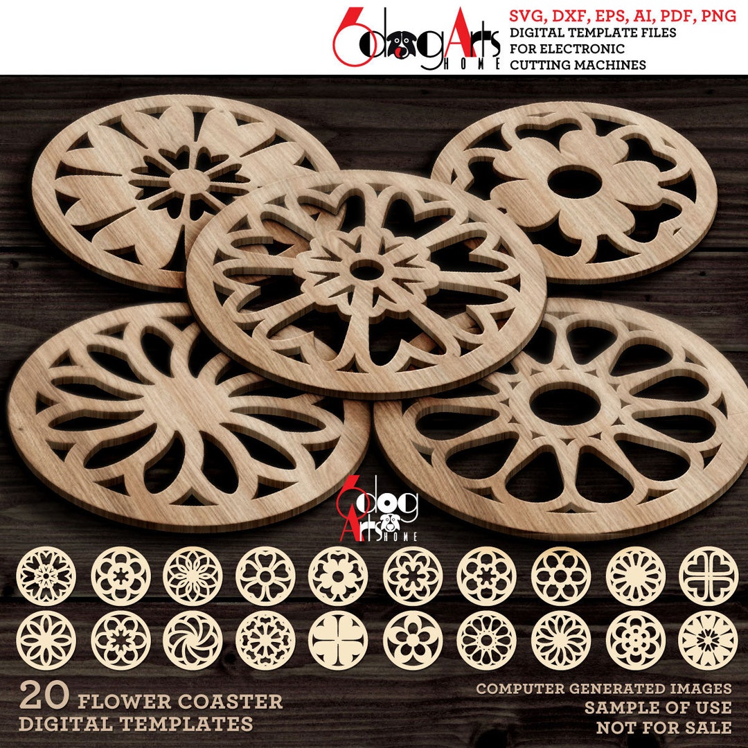 20 Flower Coaster Grill Trivet Wall Decor Templates Vector Digital SVG ...