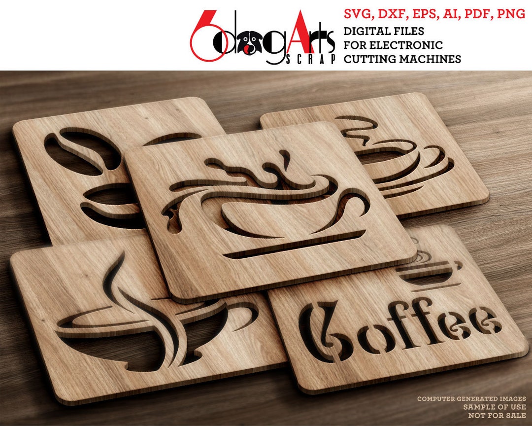 12 Coffee Tea Coaster Trivet Wall Decor Templates Vector - Etsy