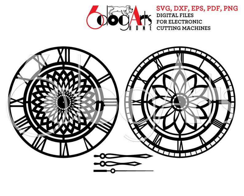 2 Filigree Wall Clock Templates Digital Vector Files Svg Dxf - Etsy