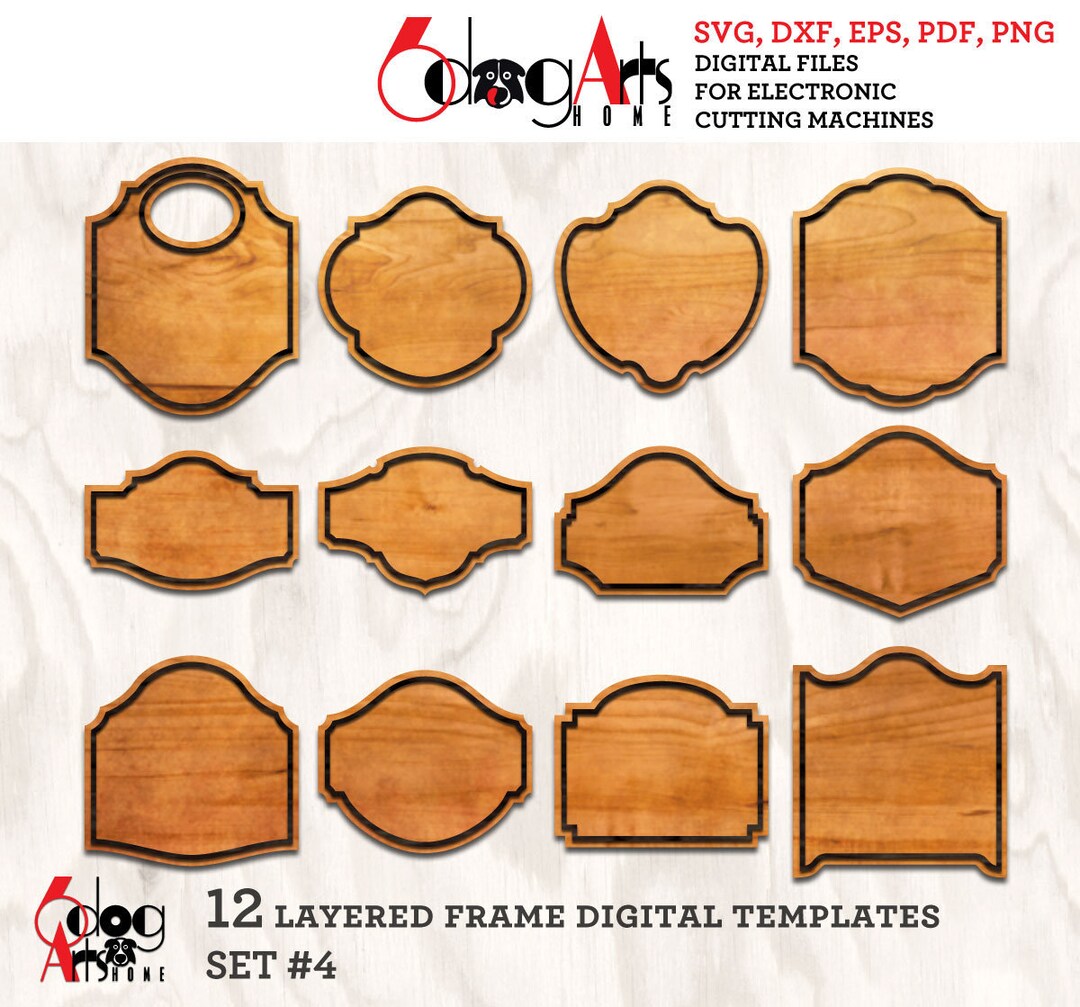12 Layered Frame Templates Set 4 Vector Digital SVG DXF Files - Etsy