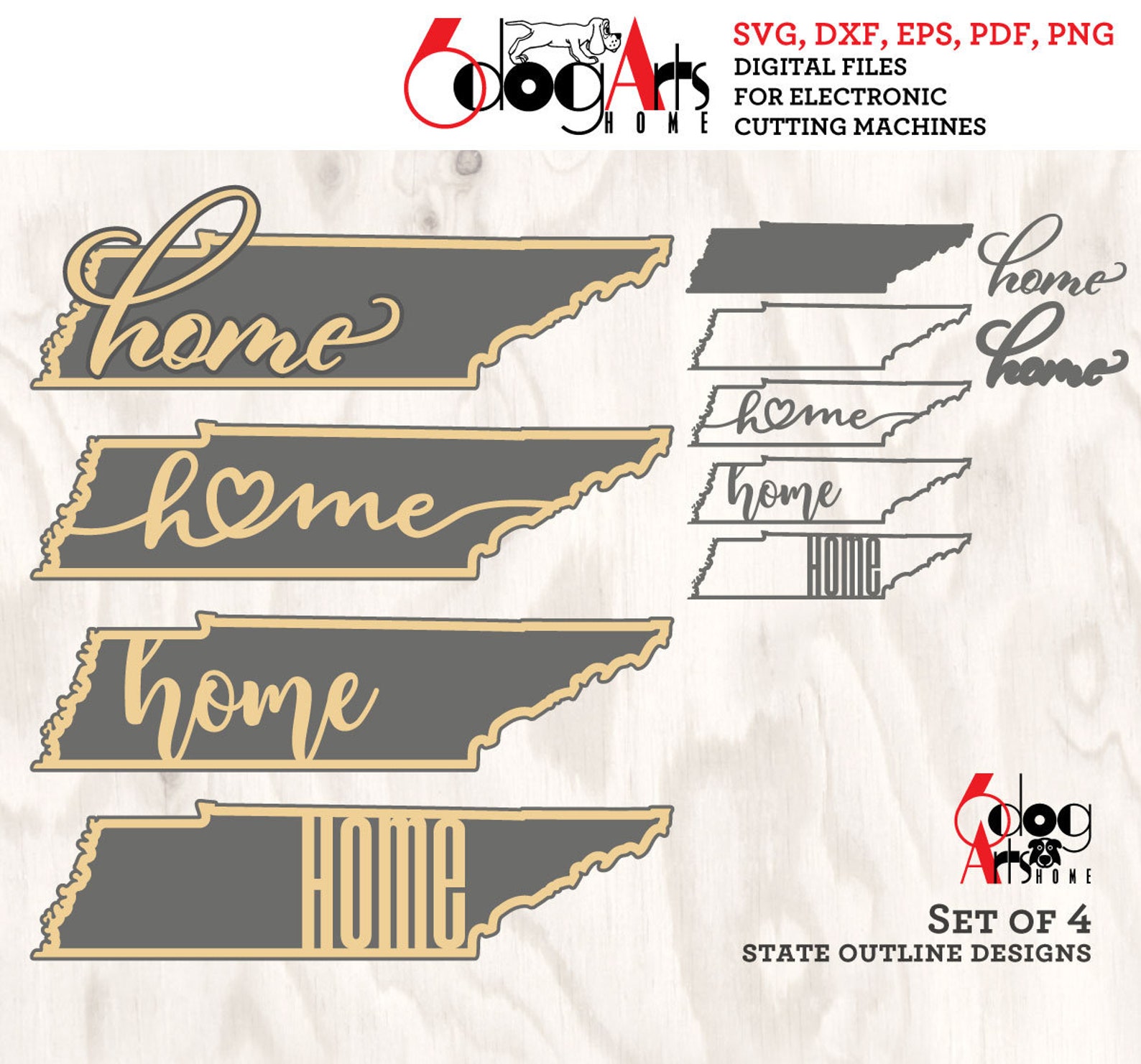 4 Tennessee State Outline Home Wall Decor Layered Templates | Etsy