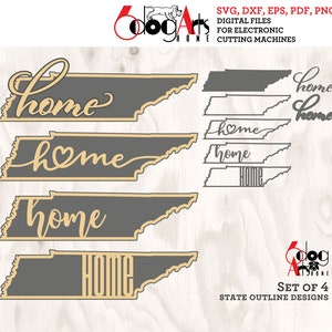 4 Tennessee State Outline Home Wall Decor Layered Templates Vector ...