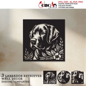 3 SVG Labrador Retriever Wall Decor Digital Templates Instant Download ...