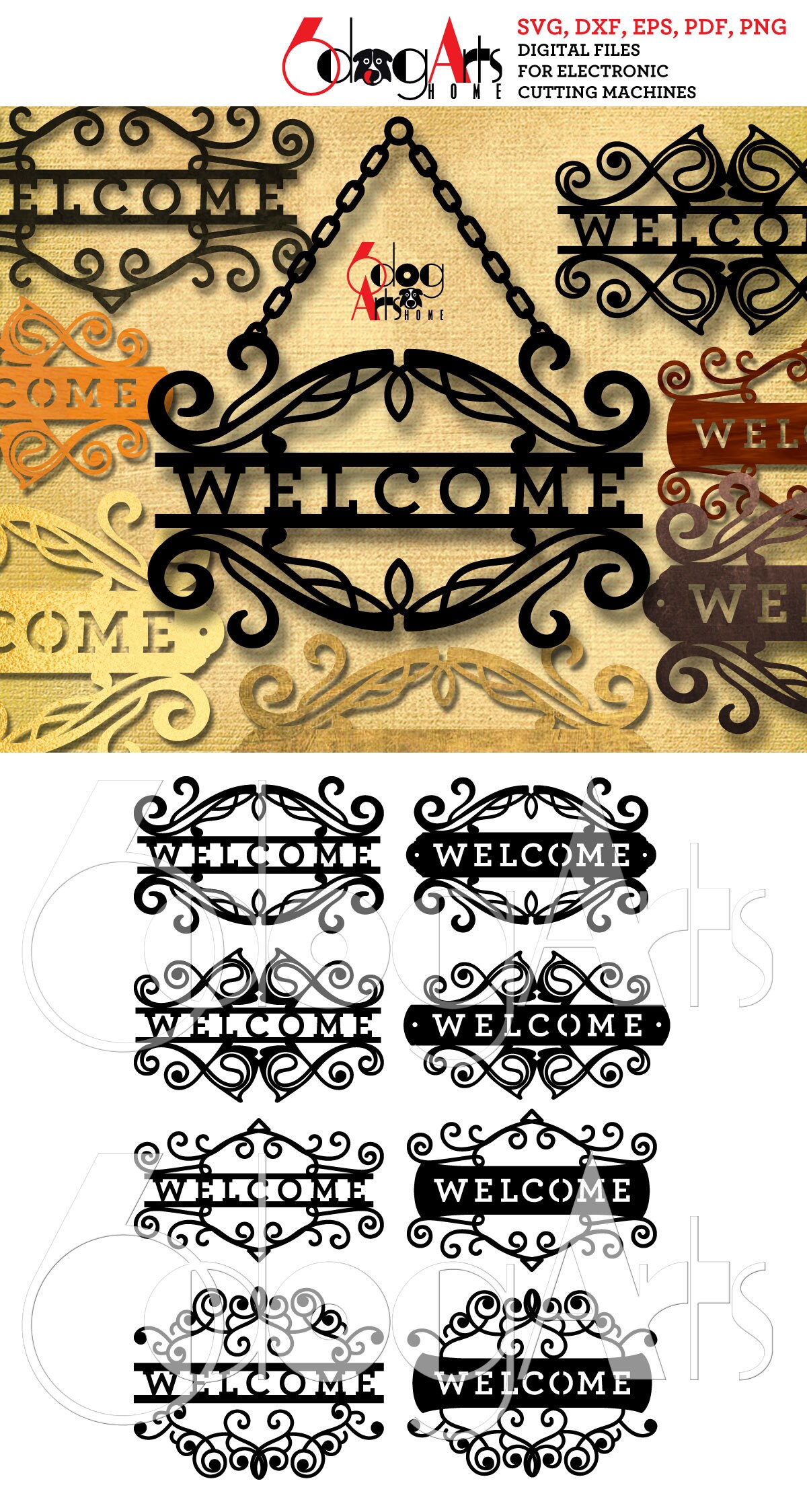 8 Welcome Door Sign Templates Digital Vector Files Svg Dxf | Etsy