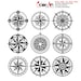 9x Compass Rose Wall Decor SVG DXF Templates Digital Vector Files ...