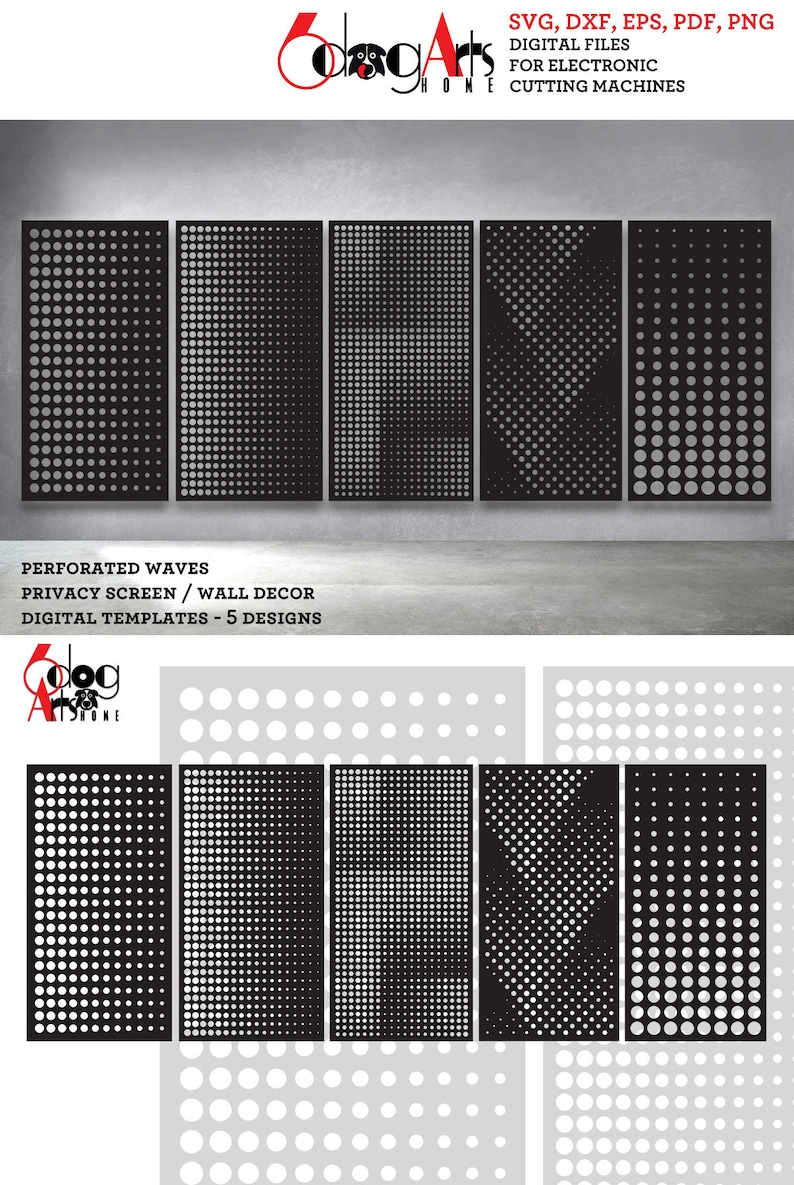 5 Perforated Halftone Gate / Partition SVG / DXF Bundle Digital ...