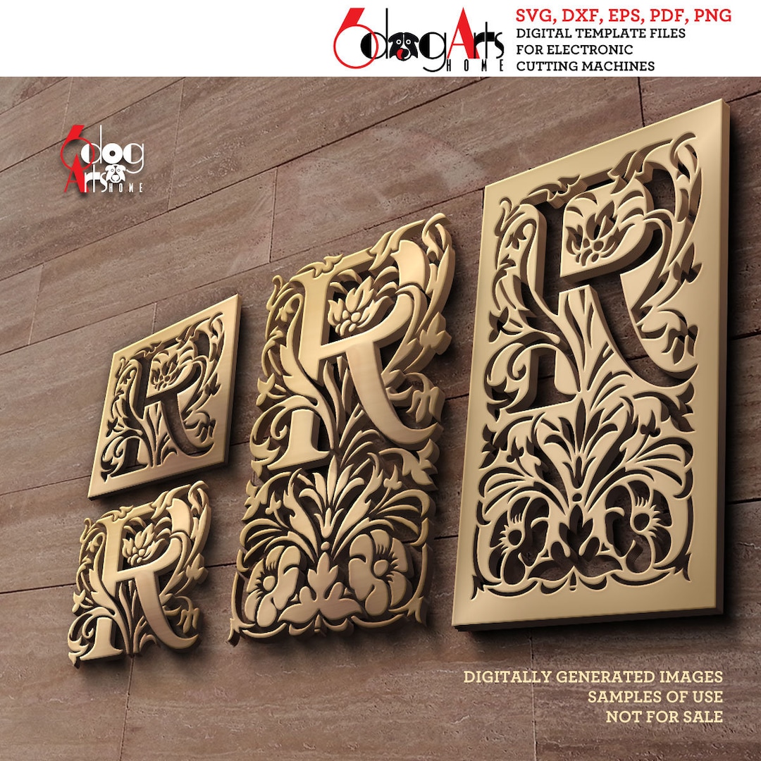 6 Monogram Letter R Templates Digital Vector Files Svg Dxf Download ...