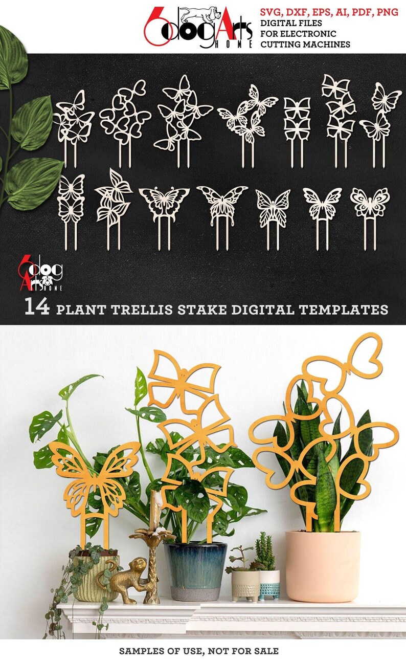 14 Butterfly Plant Trellis Stake Templates Vector Digital SVG - Etsy