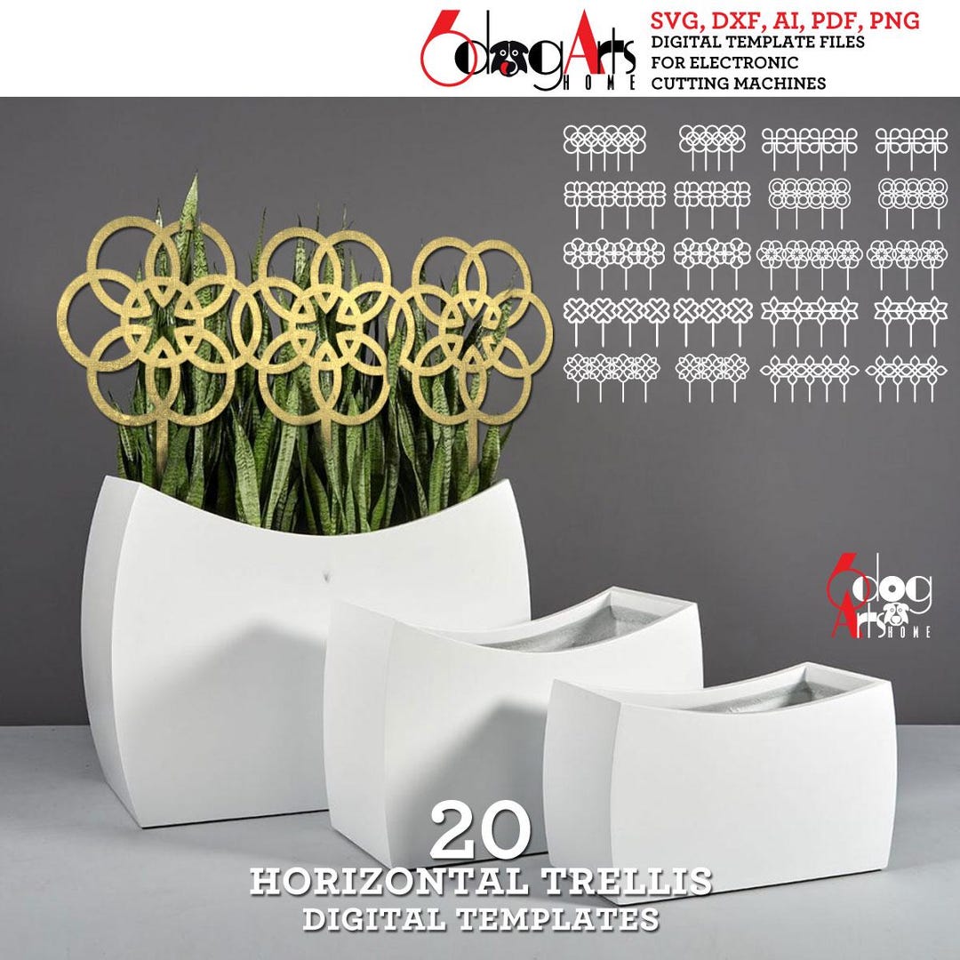 20 Horizontal Plant Trellis Stake Templates Vector Digital SVG DXF ...